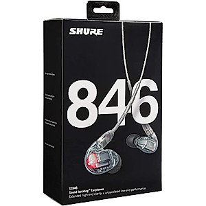 Shure SE846 PRO Wired Earbuds - Professional Sound Isolating Earphones, Four High Definition MicroDrivers and True Subwoofer, Secure In-Ear Fit, Detachable Cable, Durable Quality - Clear (SE846-CL)
