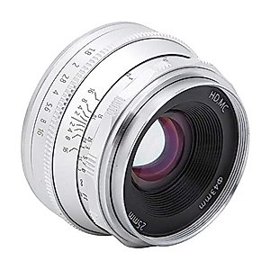Camera Lens Portable Mirrorless Camera Lens 25mm F1.8 Multi-Layer Coating Mirrorless Camera Lens EF-M/EOSM Mount for Canon M2/M3/M5/M6/M10/M100/M50(Silver)