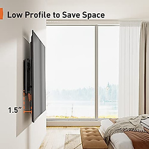 Perlegear Tilt TV Wall Mount for Most 37-75 inch TVs up to 132 lbs, Low Profile Tilting TV Mount Wall Bracket for Flat or Curved TVs, Fits 24”/18”/16” Studs, Max VESA 600x400mm, UL-Listed, PGLT2