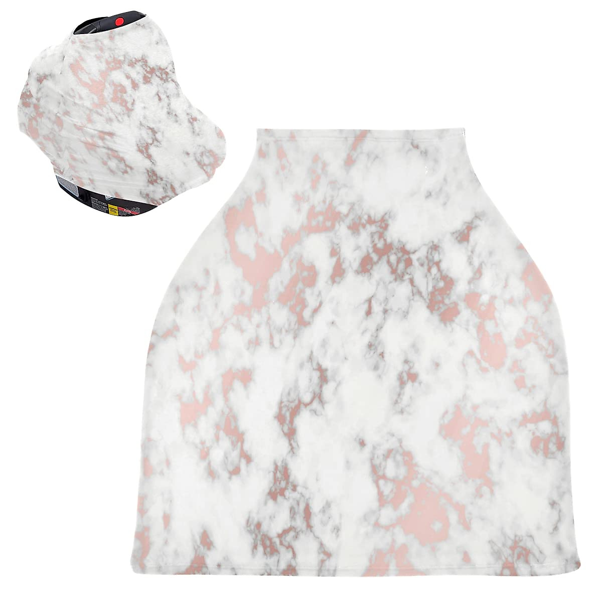 Rose Pink Gold Marble Baby Car Seat Covers Canopy Nursing Cover Breastfeeding Scarf Soft Breathable Stretchy Coverage Infant Stroller Cover Multi Use for Boys Girls Babies