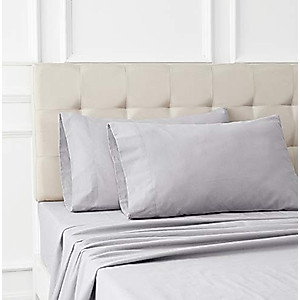 Amazon Basics Everyday Flannel Bed Sheet Set - California King, Grey