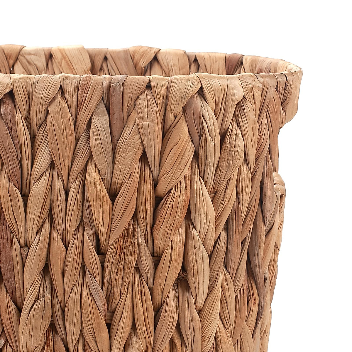 Bathroom Trash Can, Handwoven Wicker Trash Can with Handles for Bedroom, Living Roon, Kitchen, Bathroom and Office, Water Hyacinth Wicker Waste Basket, 1 Pack, 13"L x 7.5"W x 12.2"H, 3.2 Gallon