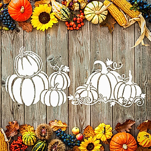 5 Pieces Fall Pumpkin Stencils 11.7 x 8.3 Inches Thanksgiving Autumn Stencils Pumpkin Painting Stencils Plastic Harvest Templates for DIY Drawing Painting Crafts Arts Farmhouse Decoration