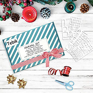 Dotted Journal Kit, Tebik A5 Bullet Grid Journal loose leaf with 6 Ring Binder, 240 Pages, 15 Colored Pens, Stencils, Stickers, Tapes for Journal Diary Schedule Planner, 5.25" x 8.25" - Teal