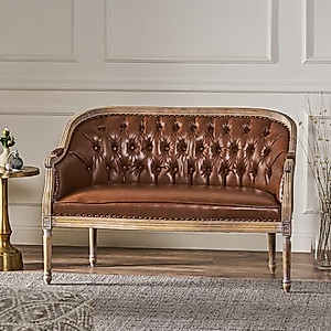 Christopher Knight Home Faye Tufted Upholstered Loveseat - Cognac Brown/Antique