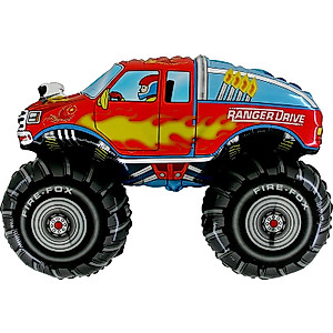 Monster Truck Rally Party Supplies Birthday Balloon Bouquet Decorations 3 Trucks