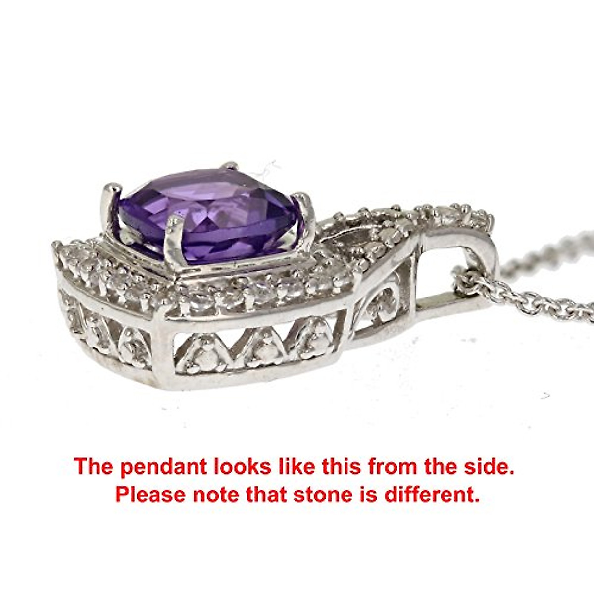 Vir Jewels 1.50 cttw Pendant Necklace, Cushion Cut Created White Sapphire Pendant Necklace for Women in .925 Sterling Silver with Rhodium, 18 Inch Chain, Prong Setting