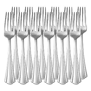 Amazon Basics Stainless Steel Dinner Forks with Scalloped Edge, Pack of 12, Silver