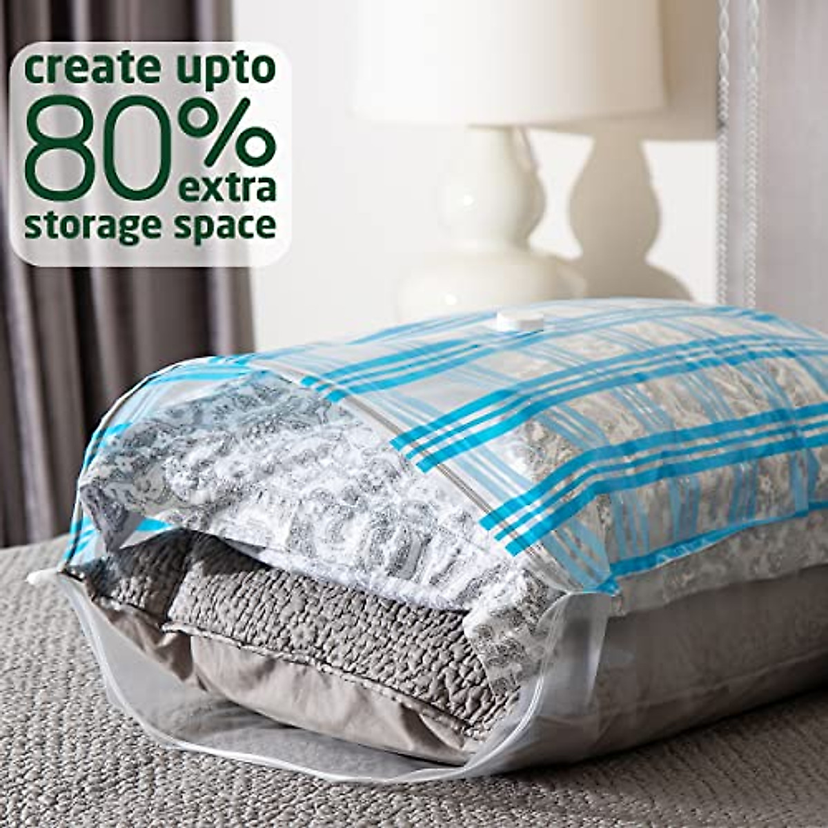 26 Space Saver Vacuum Storage Bags for Clothes, Airtight Vacuum Sealed Space Saver Bags for Blankets and Comforters (26 Pack)