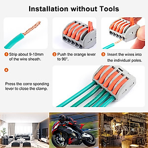 Zhushan 142 PCS Lever Wire Connectors Nuts Assortment Kit - Quick Disconnect Compact Splicing with Electric Wire Connectors for 28-12 AWG, 2/3/4/5 Conductor Combination Compact