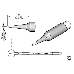 JBC Soldering Tip Series C210, Round Shape, C210009/Diameter 0.2 mm, Straight C210009 (Soldering Cartridge Soldering Cartridge Soldering Tip Soldering Cartridge Soldering Cartridge T210-A AD2210 2210