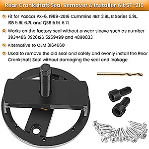 Front+Rear Crankshaft Seal Remover & Installer With Wear Sleeve Installer Tool Set For Cummins 3.9L 5.9L 6.7L 1989-2016 Replace 1338 3824498 5046 3824500 3164660 ST-224C 3824078 5395259 2063800090