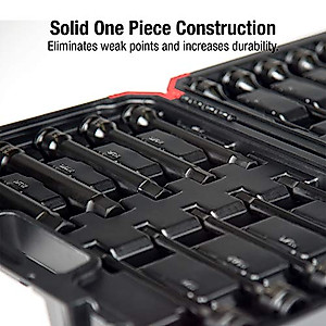 Sunex 2637L, ½" Drive, 6" Long Master Impact Hex Driver Set, 20Piece, SAE/Metric, 1/4" - 3/4", 6mm - 19mm, Cr-Mo Steel, Heavy Duty Storage Case, Meets ANSI Standards