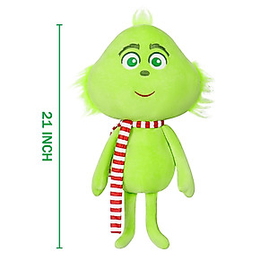 21in Green Monster Christmas Stuffed Animal Plush Figure Toys Doll Plushie Christmas Decorations Xmas Gift Decor