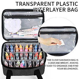 ALTLLEN Acrylic Paint Organizer Paint Brush Holder Art Storage Case for Acrylic Paint Carry Case Craft Paint Storage Paint Containers with Lids Art/Craft Supplies Storage Tote Bag