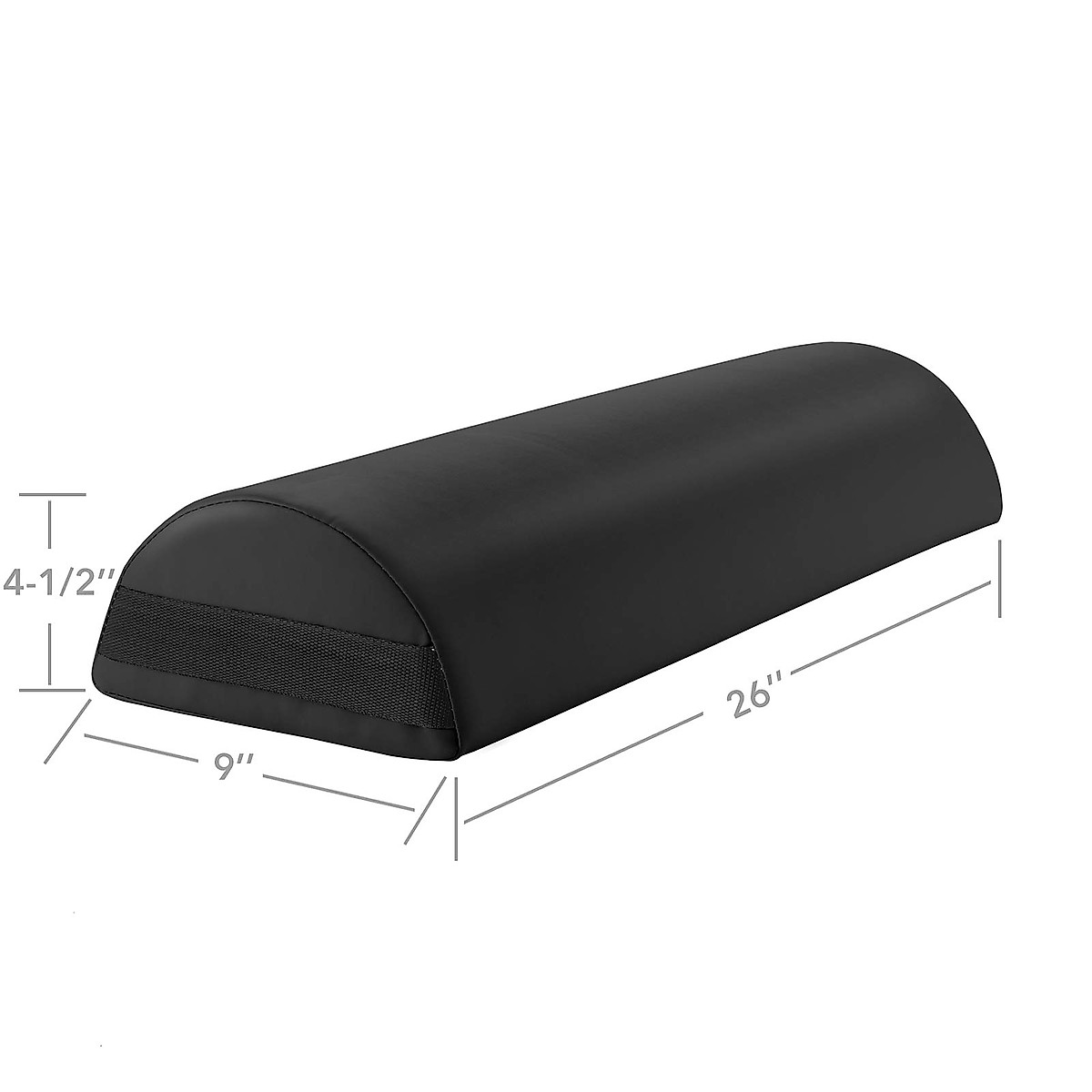 Saloniture Jumbo Half Round Massage Table Bolster Pillow Pad - 26 x 9 x 4.5 Inch - Black
