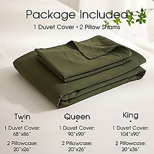 ROOMLIFE Cozy Pre-Washed Olive Green Duvet Covers Queen Size - Soft Washed Bed Set Boho Army Green Beding for All Season, 1 Comfy Comforter Cover with Zipper Closure and 2 Pillow Shams