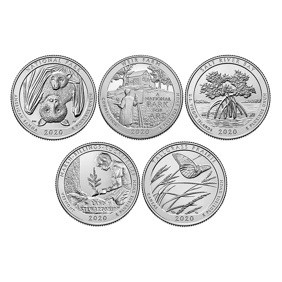 2020 S National Park Quarter 5 Coin Set Uncirculated