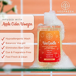 VeeFresh - VeeGentle pH Balanced Feminine Wash with Apple Cider Vinegar - Gentle, Soothing Vaginal Wash Cleanser, 250ml Intimate Soap for Women - Hypoallergenic Feminine Hygiene Wash for Odor Control