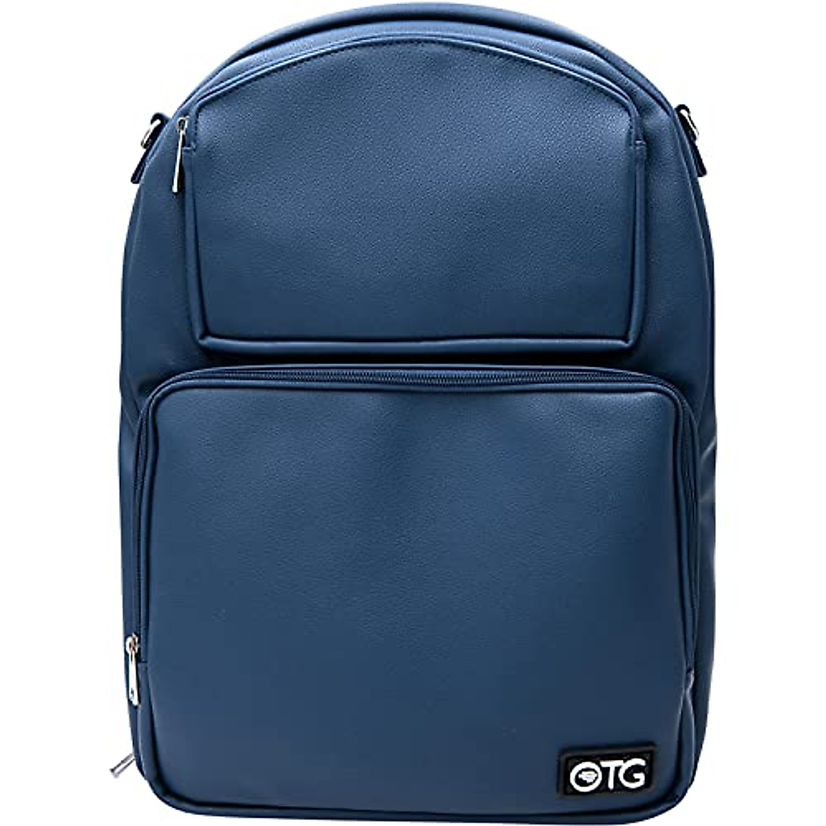 OTGBABY Diaper Bag Backpack with Changing Station, unique and functional mommy bag, premium vegan leather diaper bag with 7 storage compartments, Denim Blue