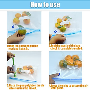 Daarcin 3 Size 40pcs Sous Vide Bags BPA Free Reusable Vacuum Sealer Bags Kit Keep Food Flesh with 1 Vacuum Hand Pump and 2 Sealing Clips