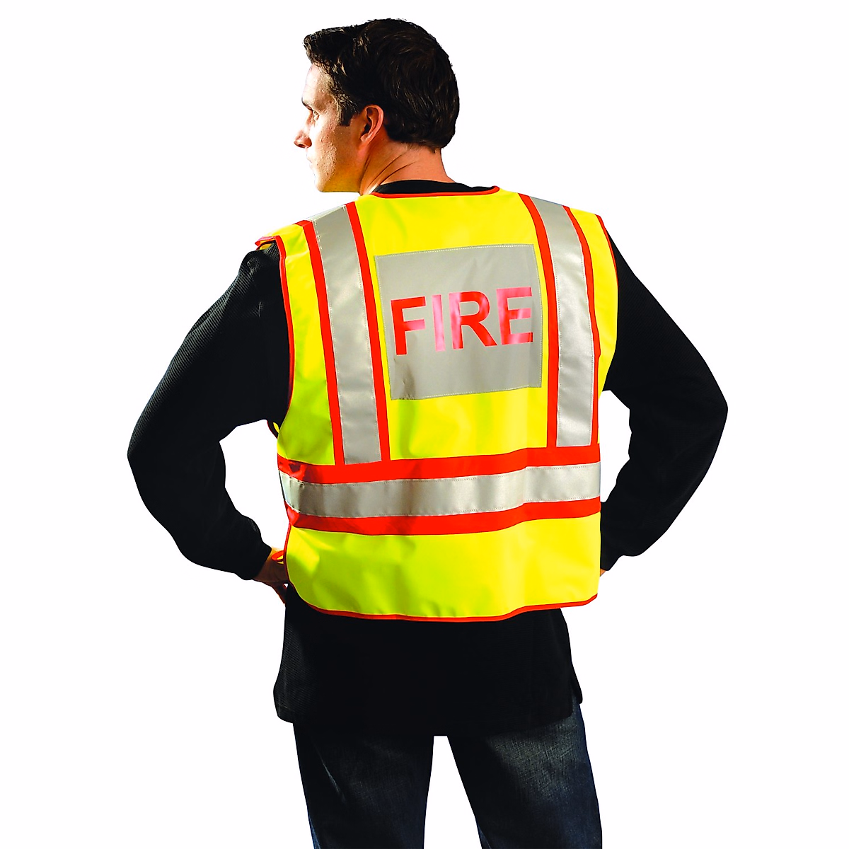 OccuNomix mens Fire safety vests, Yellow/Red, Medium-Large US