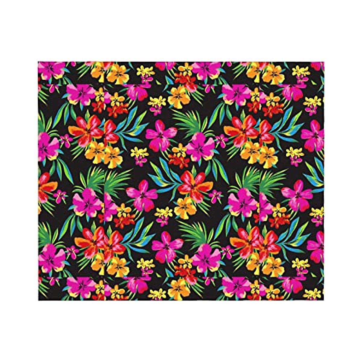 Hawaiian Flower Blanket Soft Flannel Blanket 60x50in for Sofa Bed Camping Trip