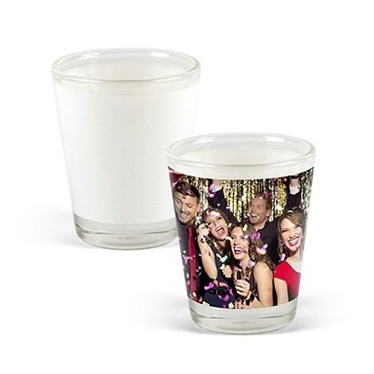12 Pieces Blank Sublimation Shot Glasses 1.5 ounces White Patch Heat Thermal Transfer Dye Craft Tequila