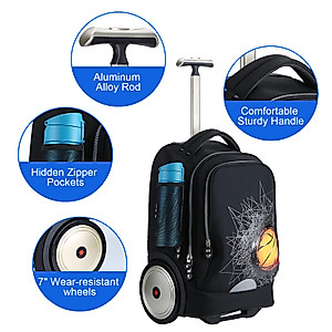 UNIKER Rolling Laptop Bag for 14 Inch Laptop,19 Inch Roller Bookbag for Girl Boy,Wheeled Computer Bag,Suitcase on Wheels,Trolley School Bag Grey,Schoolbag with Wheels