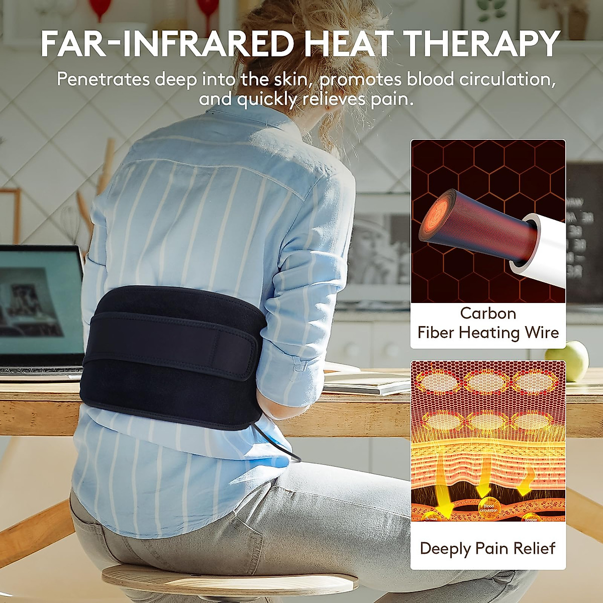 UTK Heating Pad for Back Pain Relief, Far Infrared Heating Pads with 20 Natural Jade Stones, Heating Fast, Hot Enough, Auto Shut Off, Smart Controller, 55'' Large Size Heat Pad for Back