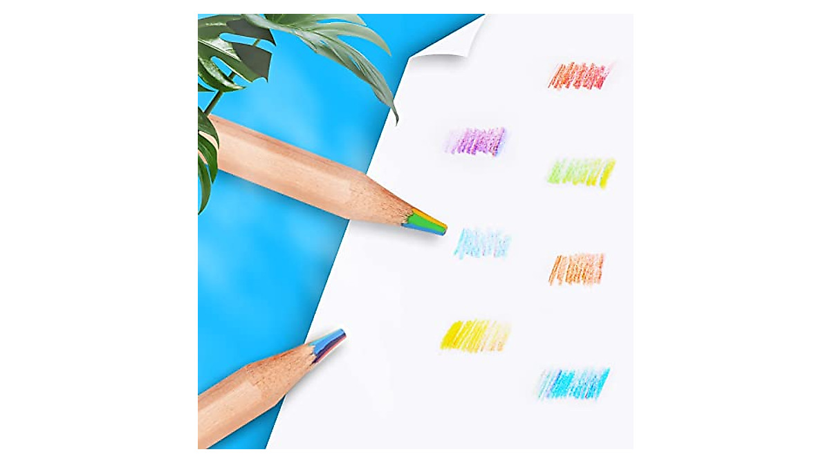 ThEast 7-in-1 Rainbow Colored Pencils - Safe & Pre-sharpened for Kids