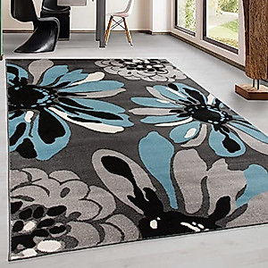Rugshop Modern Flowers Area Rug 5' 3" x 7' 3" Blue