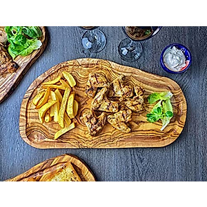 Cleminson 18” x 9” Olive Wood Carving, Cutting and Serving Board with Juice Groove - Large