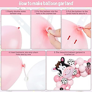 Amandir 117PCS Cow Party Decorations Pink Cow Balloon Garland Arch Kit with Cow Print Balloons Happy Birthday Banner Cake Topper for Girl Baby Shower Farm Animals Cow Themed Birthday Party Supplies