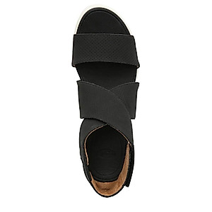 Dr. Scholl's Shoes Women's Sheena Wedge Sandal, Black Smooth Perforated, 7 US