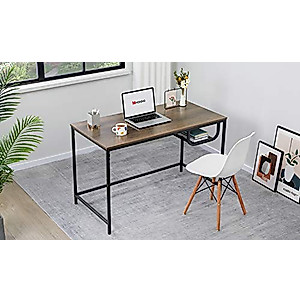WOHOMO Computer Desk 47 Inch Easy Assembly Desk with Shelves Study Writing Table Simple Modern Home Office Desk, Walnut