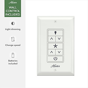 Hunter Fan Company 52313 Hunter Hepburn Indoor Ceiling Fan with LED Light and Wall Control, 44, Modern Brass Finish