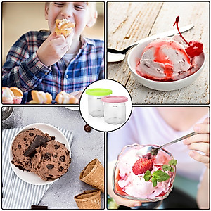 2pcs Replacement Containers for Ninja Creami Pints and Lids, Reusable Ice Cream Containers with Lids Creami Containers Compatible with NC301 NC300 NC299AMZ Series Ice Cream Maker (Pink, Green)