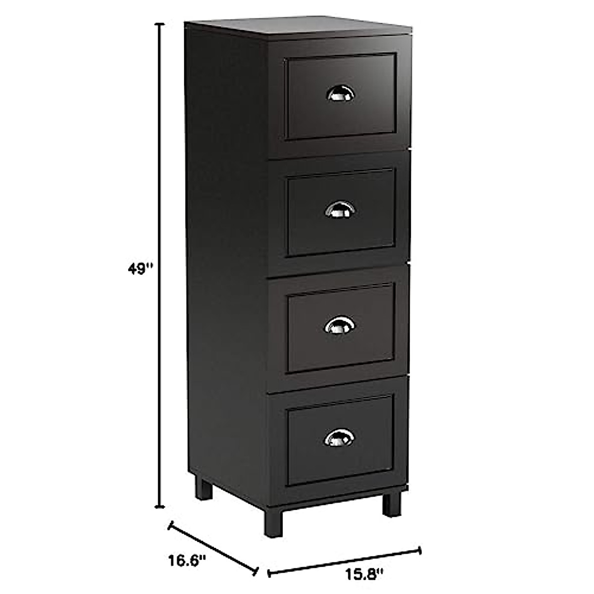 Target Marketing Systems Bradley Collection File Cabinet, Modern Document Organizer, Printer Stand for Home, Office and Study Room, 4 Drawer, Midnight Black