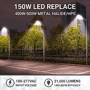 150W/120W/80W LED Parking Lot Light Fixture with Adjustable Direct Mount, 100-277VAC, 21,000lm, LED Flood Light Replaces Up to 500W Metal Halide/HPS, 3K/4K/5K CCT Selectable, DLC Premium, cUL Listed