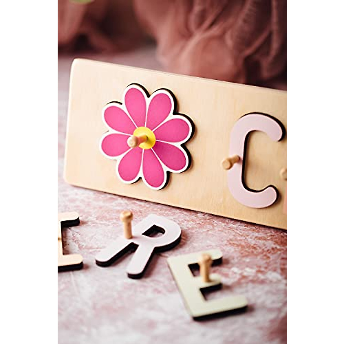 South Bend Woodworks Whimsical Character or Sports Icon Personalized Wooden Name Peg Puzzle