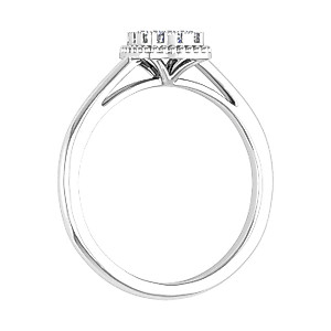 FINEROCK 1/4 Carat Cushion Cut Diamond Ring in 10K White Gold (Ring Size 6)