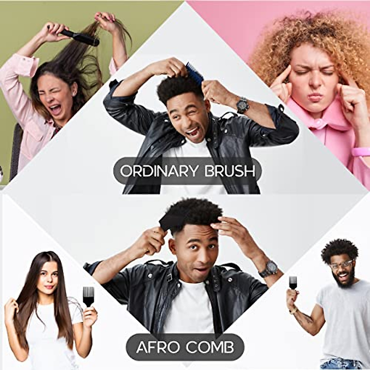 Boorika Afro Comb - Smooth & Sturdy Wide Tooth Plastic Hair Comb for Detangling & Styling, Black, 19x7 cm, Hair Comb for Men and Women (Pack of 1)