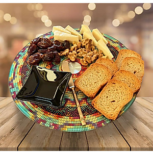 12 Inch Glass Lazy Susan-Unique Print Sturdy and Stable-4mm Glass Thickness- Rotating Tray Table Top - Spices Storage Holder -Cabinet Spices Holder-Tempered Glass Lazy Susan Table-Lazy Susan Fridge