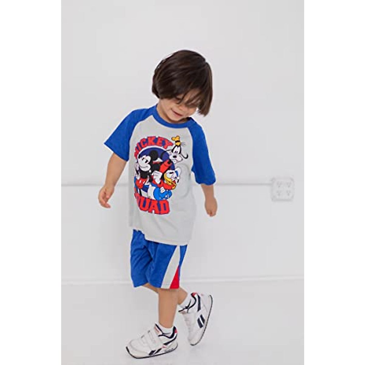 Disney Mickey Mouse Donald Duck Goofy Toddler Boys Graphic T-Shirt Tank Top and Shorts 3 Piece Set Blue/Gray/Red 2T