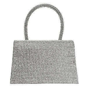 Women's Top Handle Clutch Bags Classy Stylish Sparkly Beaded Clutch Bag/Handbag/Chain Crossbody bag- Evening/Party/Travel/Work (Silver)