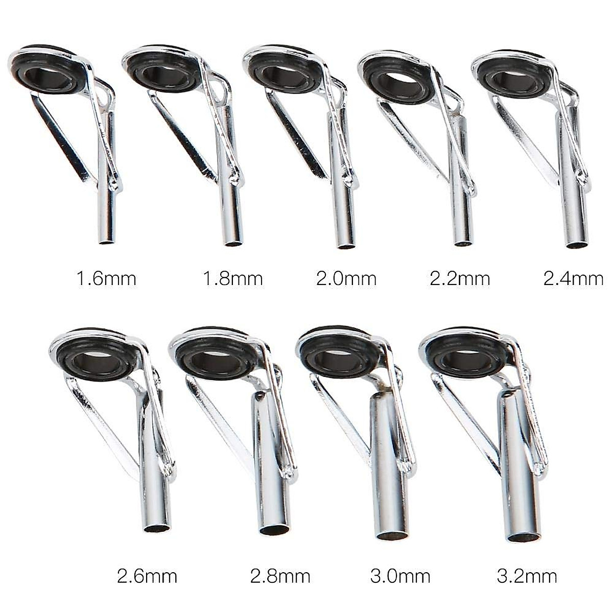 Enrilior Fishing Top Guide Sizing Gauge Fuji Rod Tips Guide Rod Guides,54 pcs Stainless Steel Tip Rings with Storage Box Fish Tackle Accessories Kit