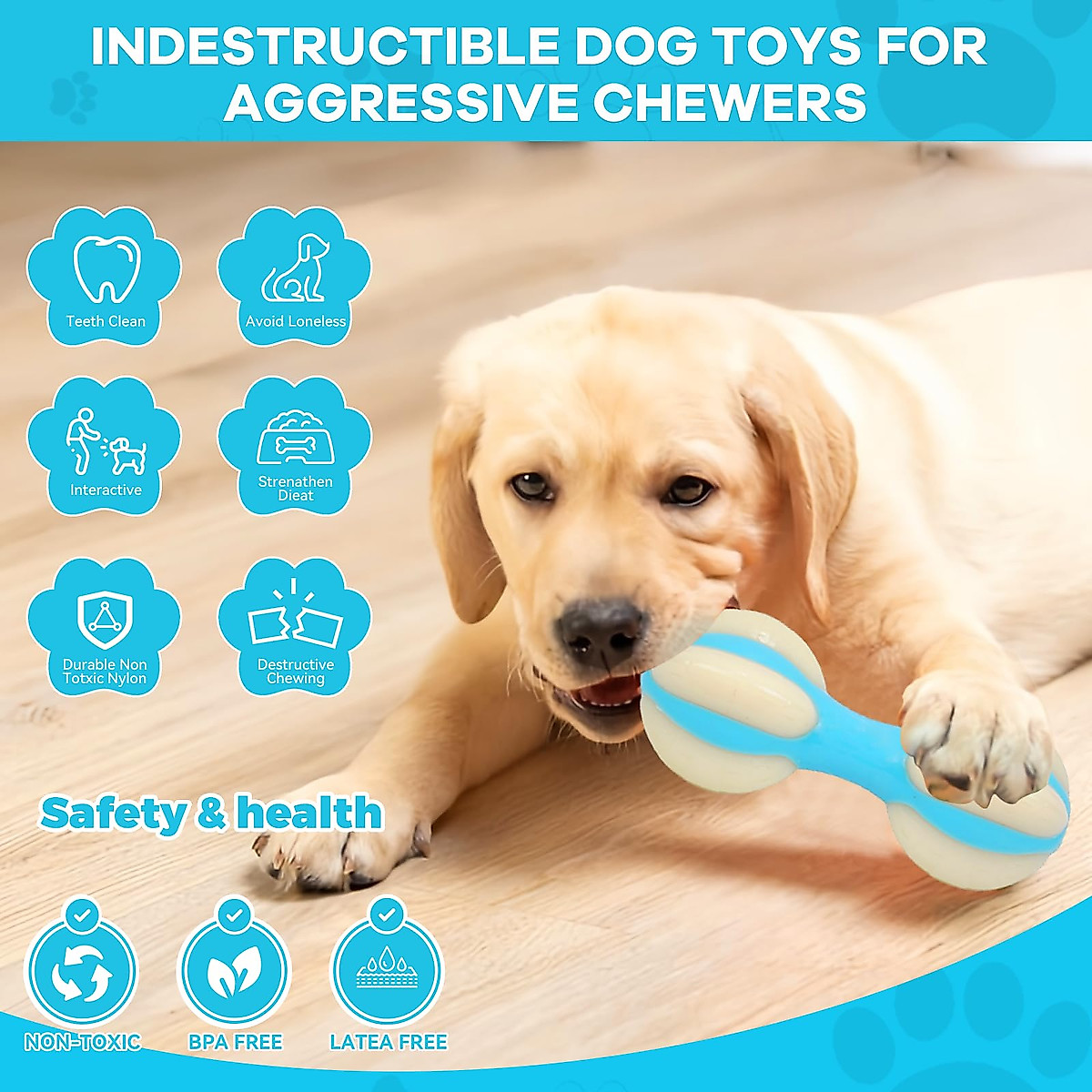 RAINFA Aggressive Chew Dog Toys, Lasting Dog Toy, Durable Nylon Bone, with Real Bacon pet Toys,Indestructible Bone,Cleaning Teething chewers Dog Toys, for Dogs, Pets,Large Dogs