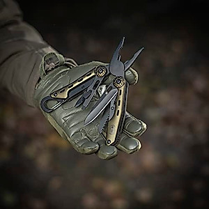 M-Tac 11-in-1 Multitool Pliers - Stainless Steel Utility Screwdriver Multi Tool in Nelon Belt Sheath for EDC Outdoor Camping, Fishing, Survival, Hiking (Gold #5)