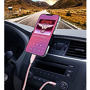 Hatuge Lightning to 3.5mm Aux Cable, Apple MFi Certified Headphone Audio Jack Cord Compatible with iPhone 14 13 12 11 XS XR X SE 8 7 6 5 iPad/iPod to Car Stereo, Speaker (Pink)